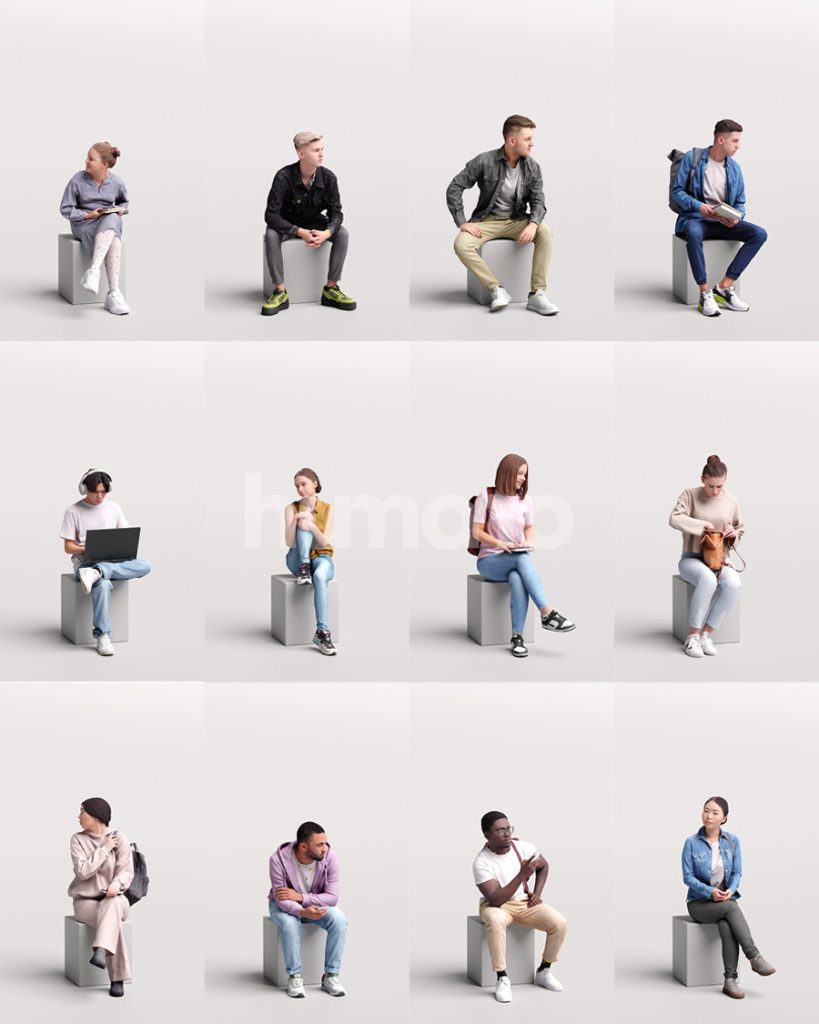 2203 | Sitting 01 – Humano 3D – 3d People Collections