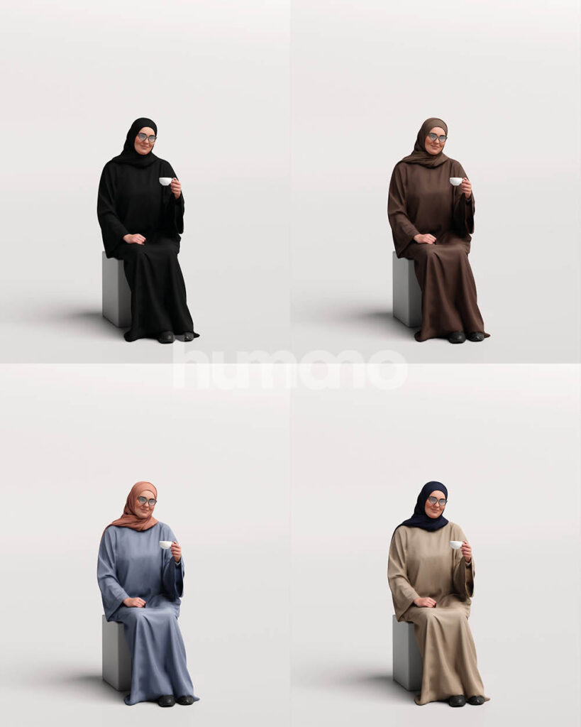 Posed 085-6180 Woman Arab – Humano 3D – 3d People Collections