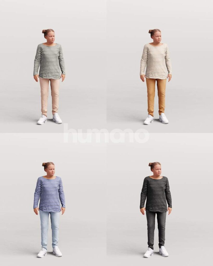 Animated 027-4382 SI2 Girl Standing Idle – Humano 3D – 3d People ...