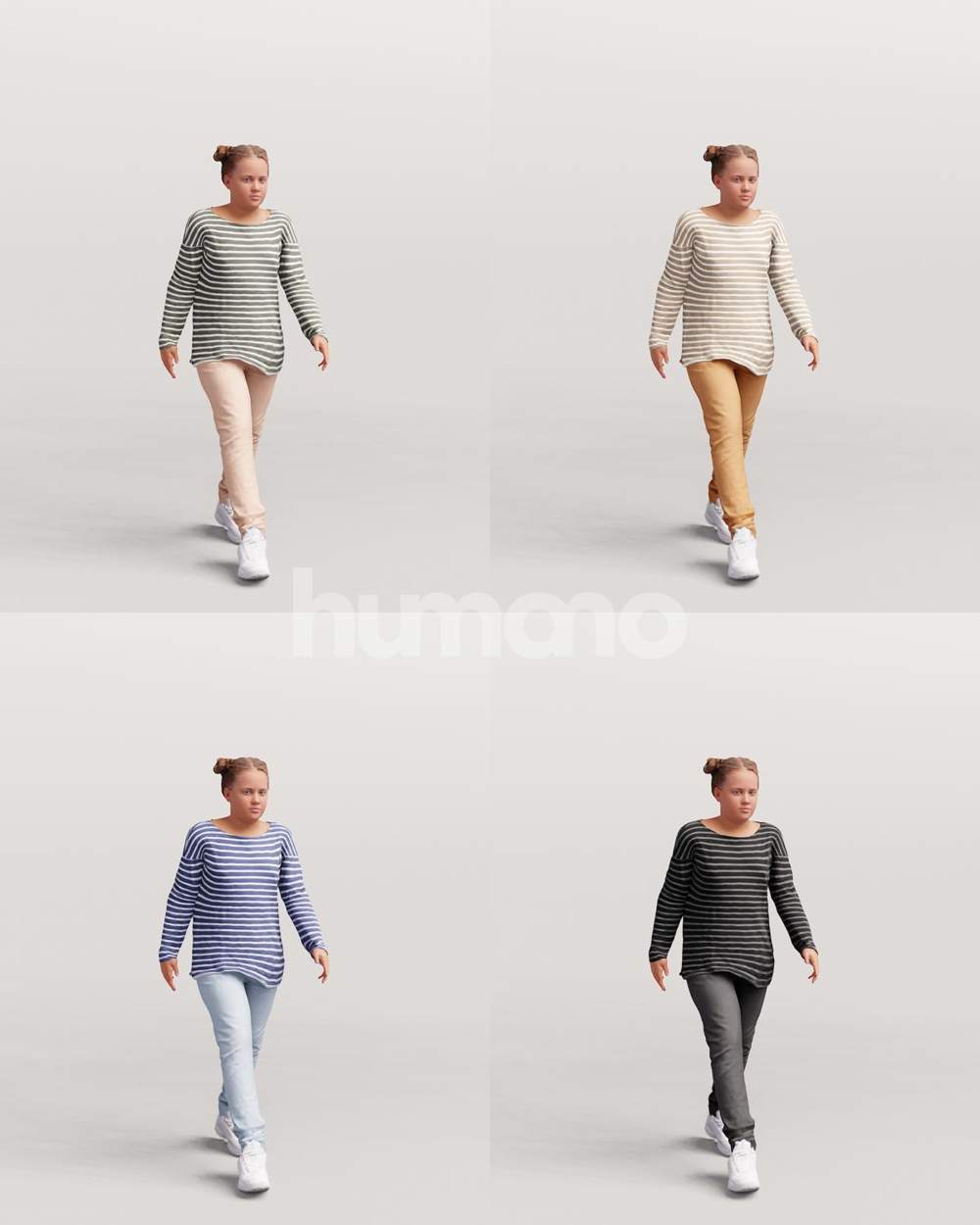 Animated 027-4382 W3 Girl Walking – Humano 3D – 3d People Collections