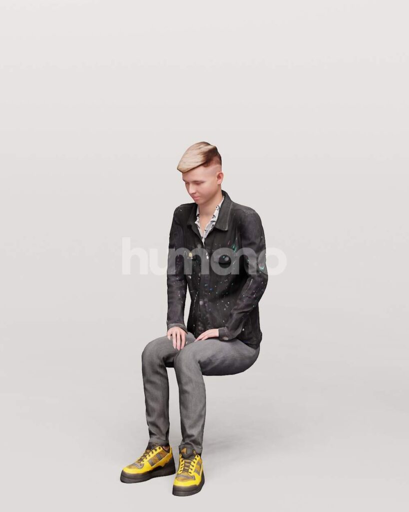 Animated 033-3219 S1 Man Sitting – Humano 3D – 3d People Collections