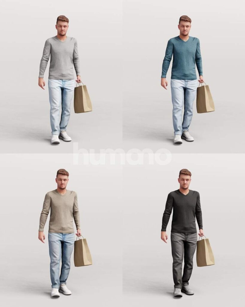Animated 034-1821 OW1 Man Walking with Bag – Humano 3D – 3d People ...