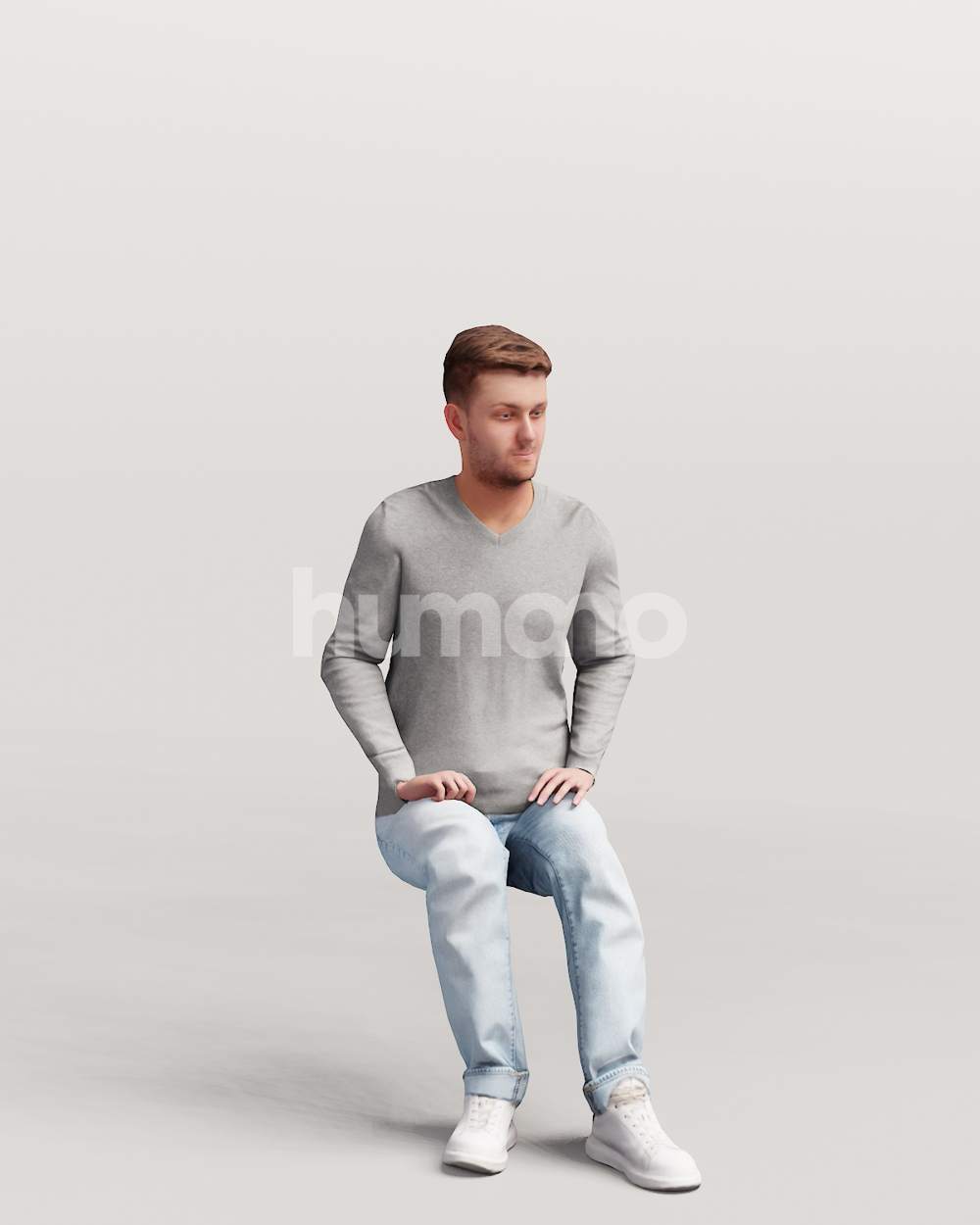 Animated 034-1821 S2 Man Sitting – Humano 3D – 3d People Collections