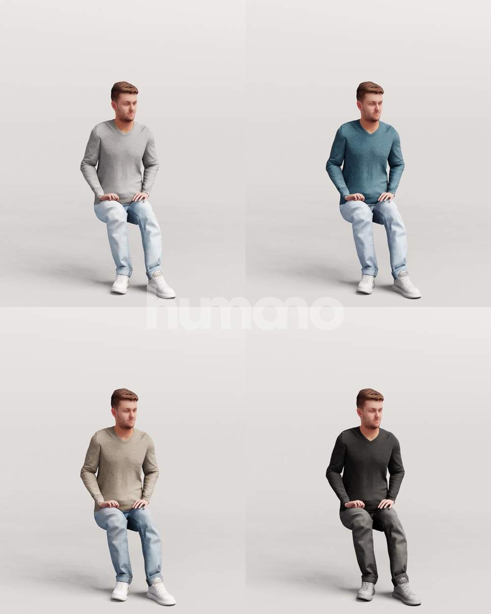 Animated 034-1821 S2 Man Sitting – Humano 3D – 3d People Collections