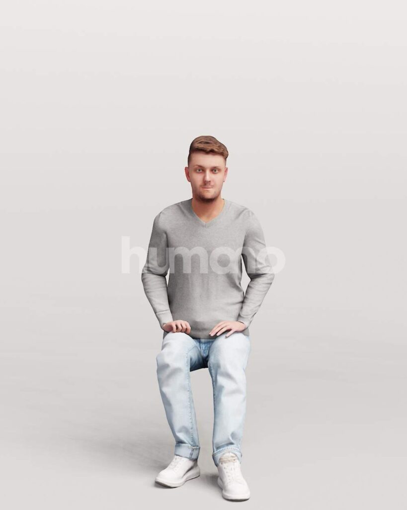 Animated 034-1821 S2 Man Sitting – Humano 3D – 3d People Collections
