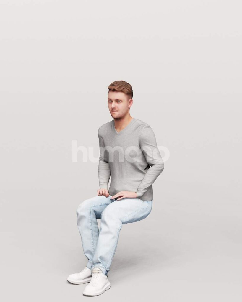 Animated 034-1821 S2 Man Sitting – Humano 3D – 3d People Collections
