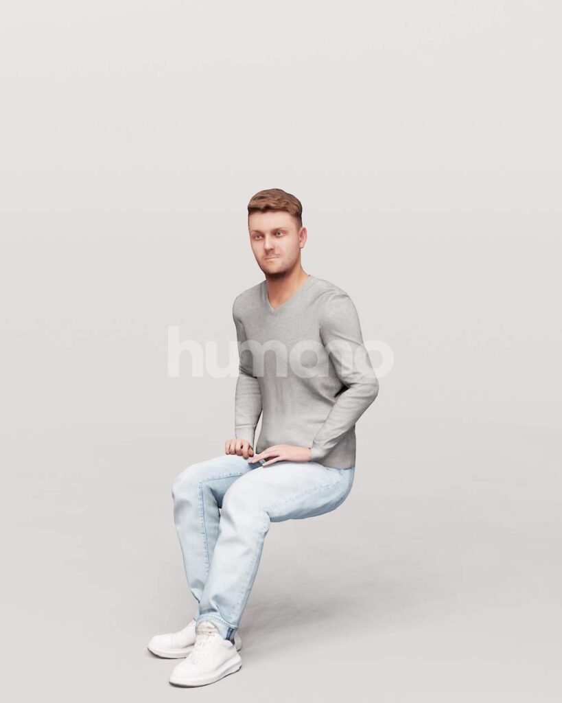Animated 034-1821 S2 Man Sitting – Humano 3D – 3d People Collections