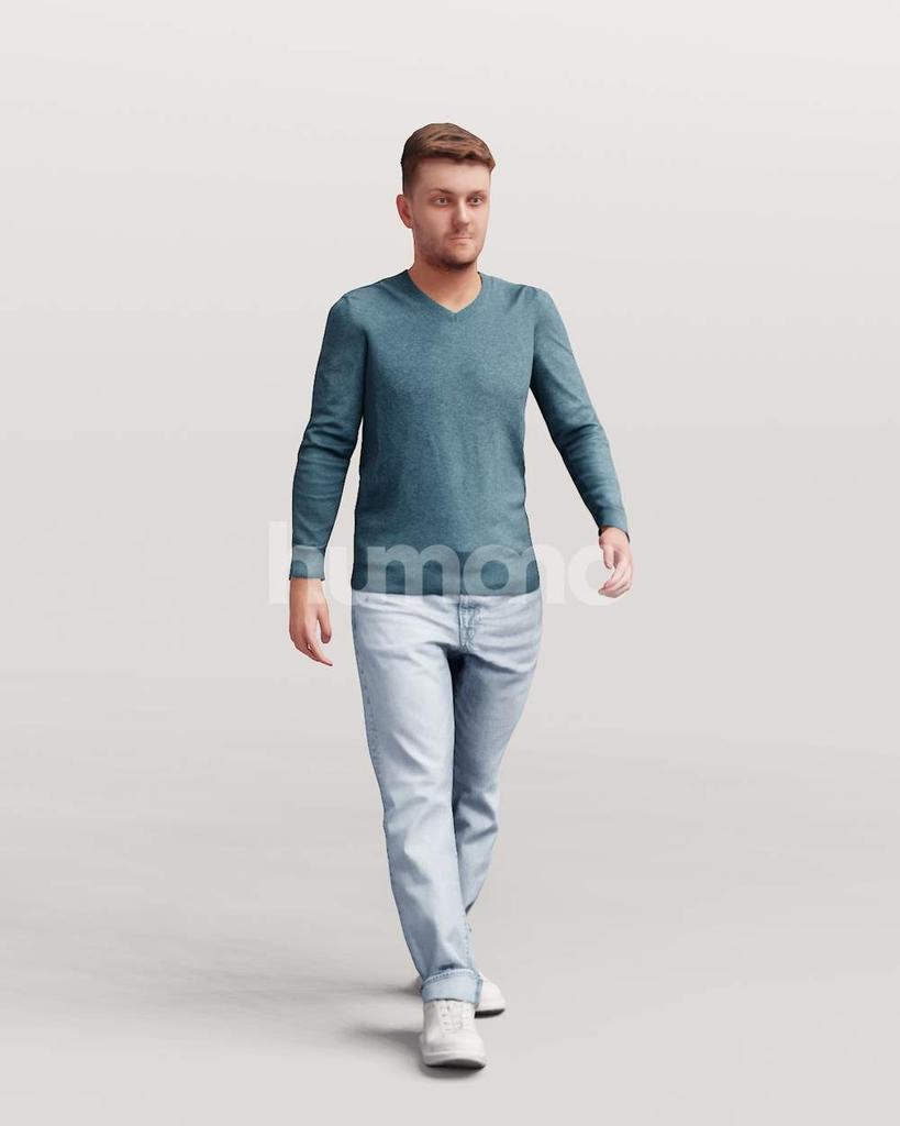 Animated 034-1821 W1 Man Walking – Humano 3D – 3d People Collections