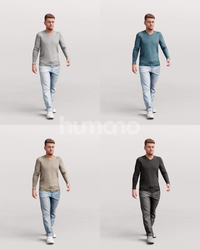 Animated 034-1821 W1 Man Walking – Humano 3D – 3d People Collections