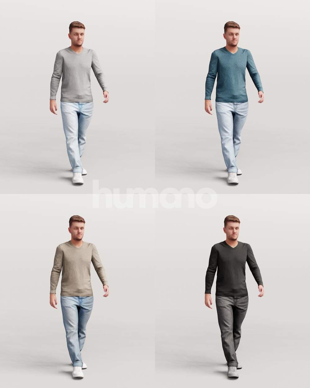 Animated 034-1821 W1 Man Walking – Humano 3D – 3d People Collections