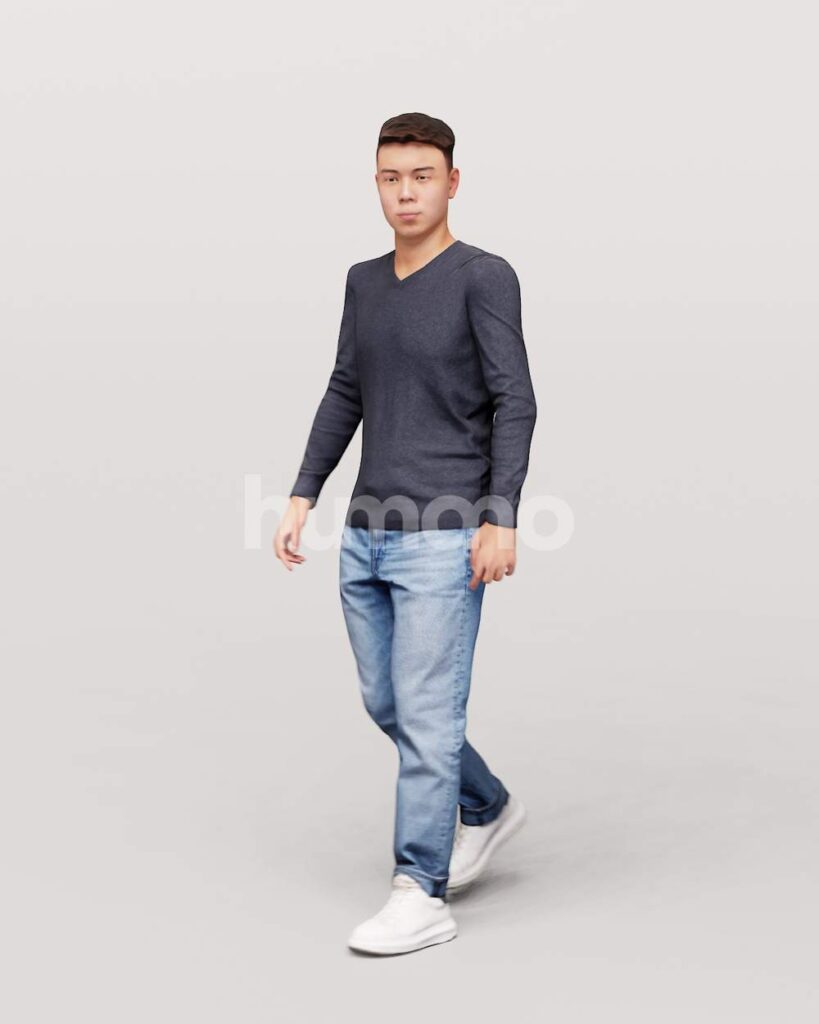 Animated 040-1821 W4 Man Walking – Humano 3D – 3d People Collections