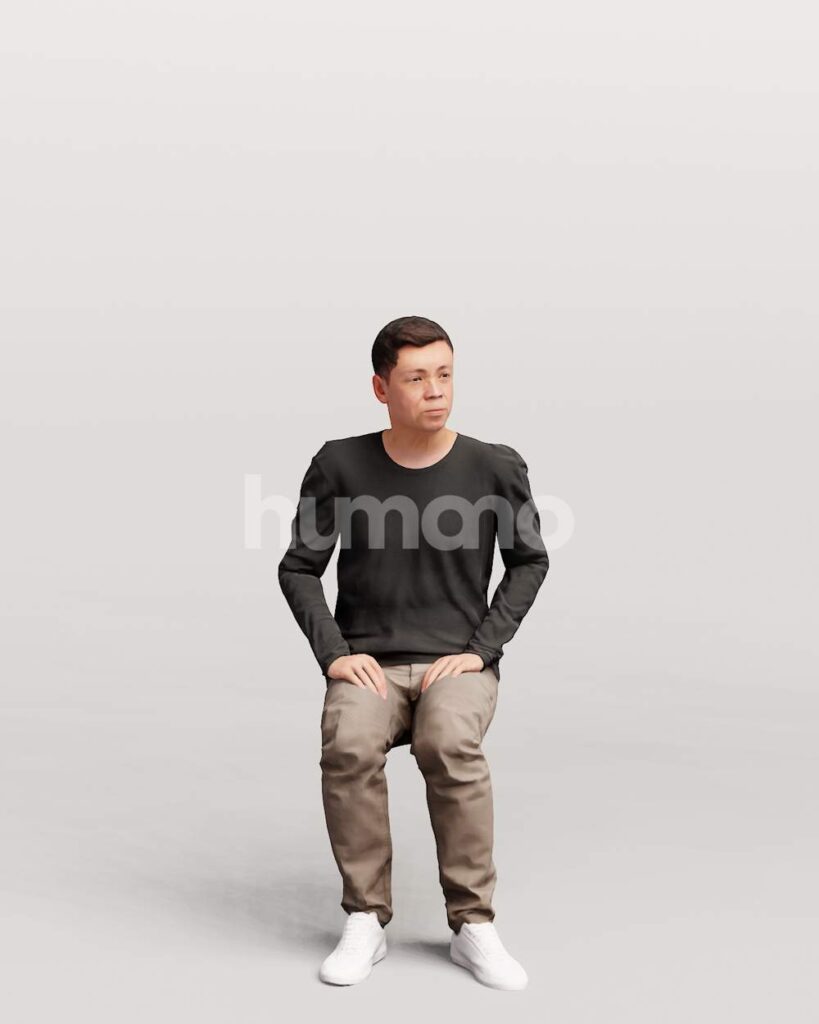 Animated 042-2187 S1 Man Sitting – Humano 3D – 3d People Collections