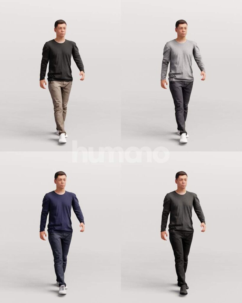 Animated 042-2187 W1 Man Walking – Humano 3D – 3d People Collections