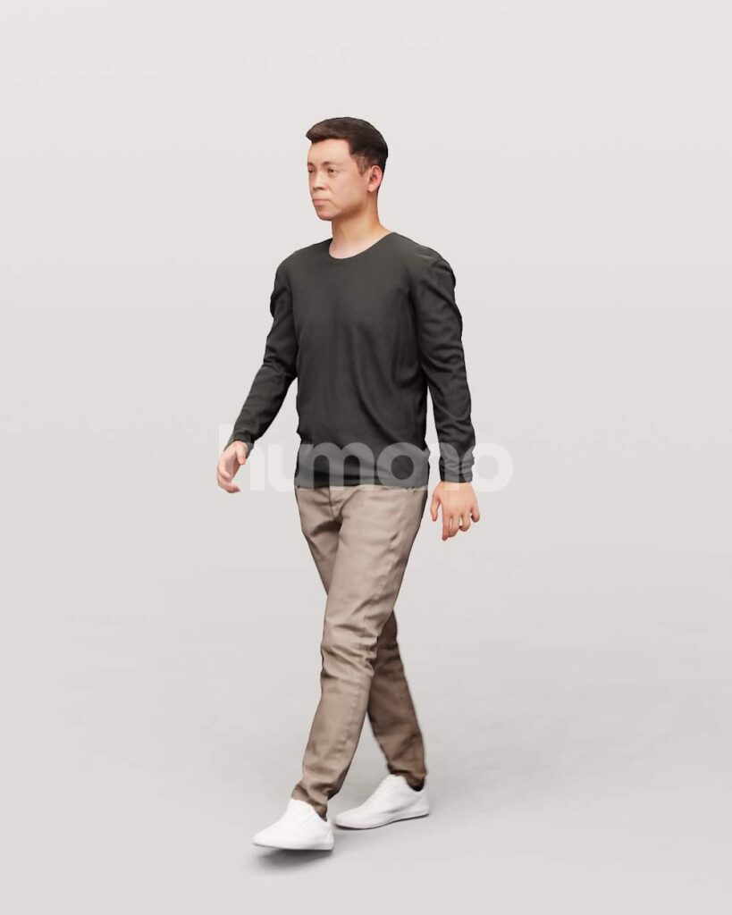 Animated 042-2187 W1 Man Walking – Humano 3D – 3d People Collections