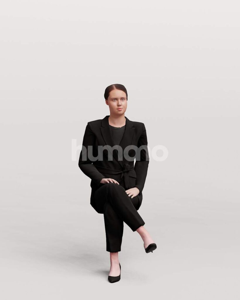 Animated 043-3361 S3 Woman Sitting – Humano 3D – 3d People Collections