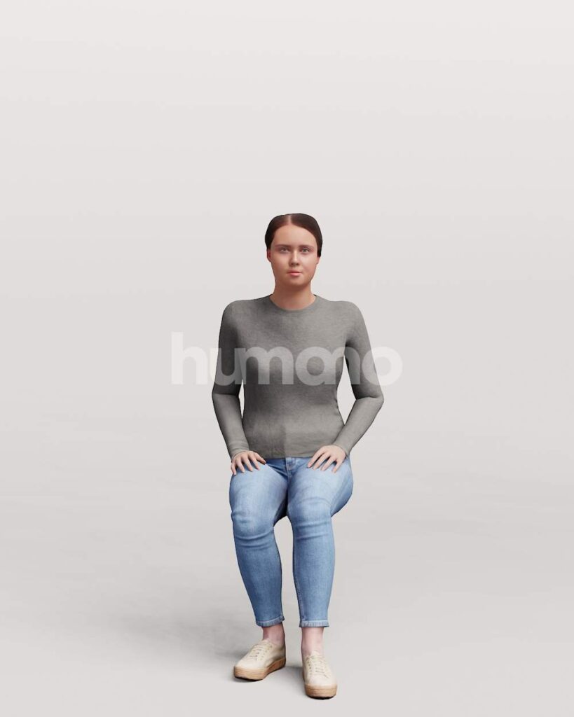 Animated 043-3378 S2 Woman Sitting – Humano 3D – 3d People Collections