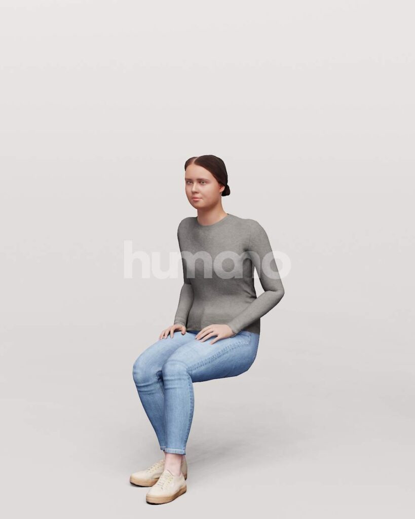 Animated 043-3378 S2 Woman Sitting – Humano 3D – 3d People Collections
