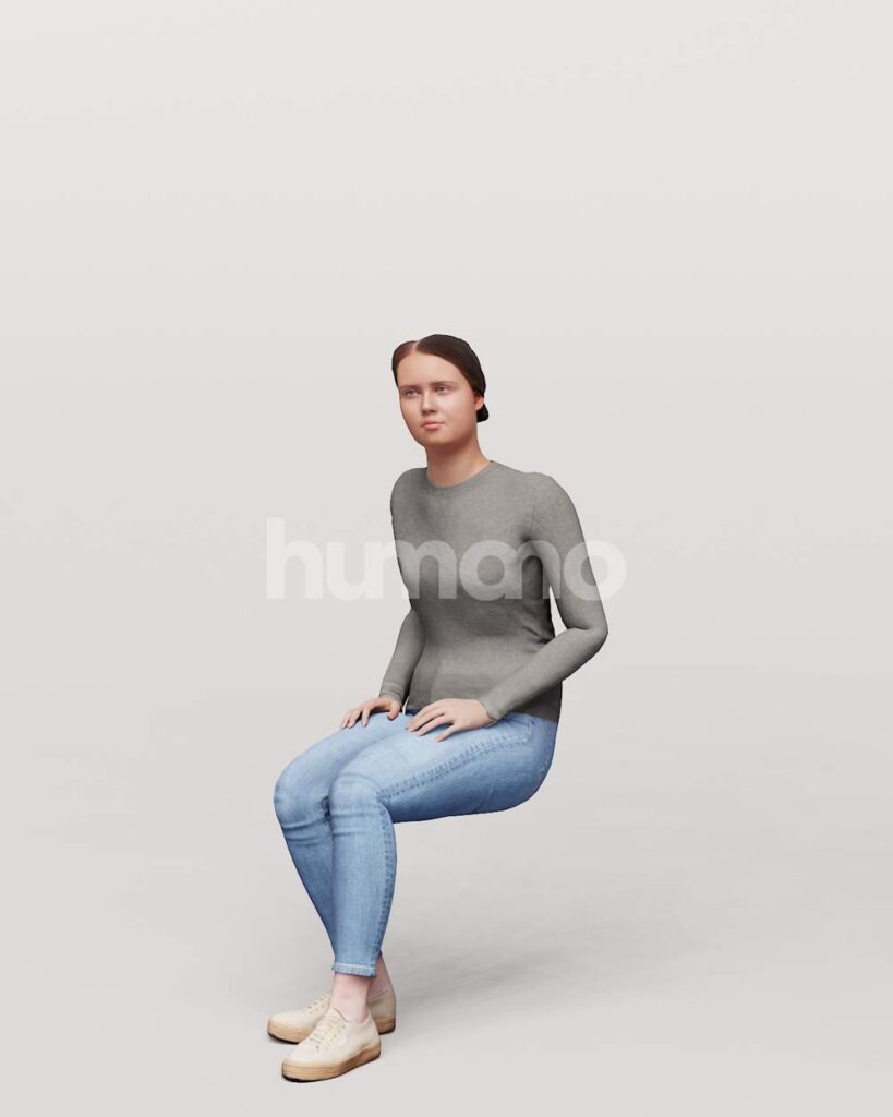 Animated 043-3378 S2 Woman Sitting – Humano 3D – 3d People Collections