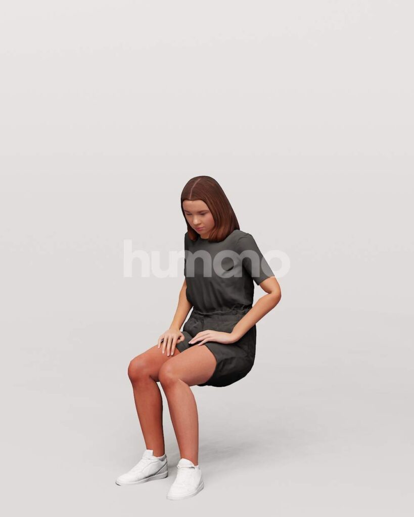 Animated 045-3693 S1 Woman Sitting – Humano 3D – 3d People Collections