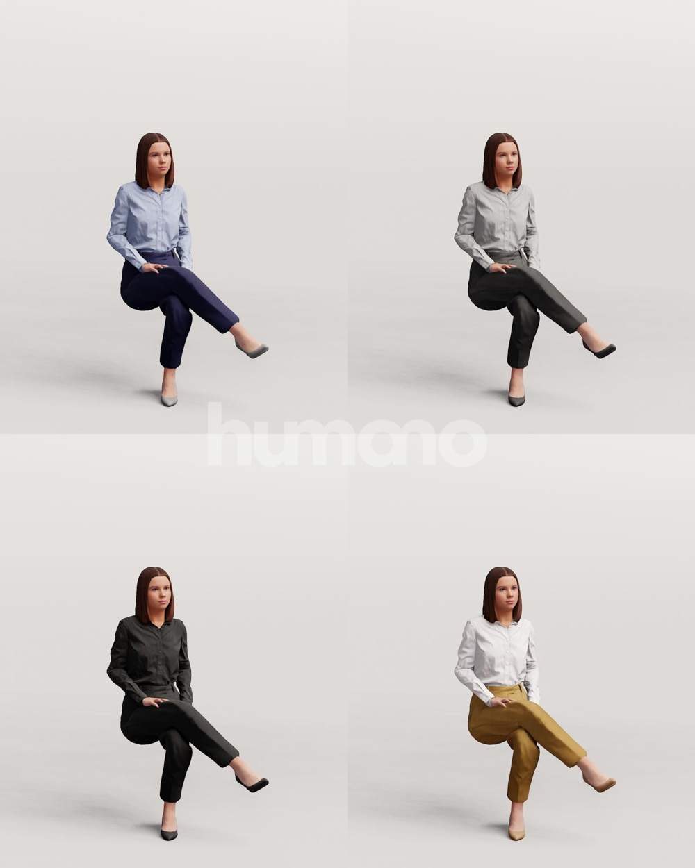 Animated 045-3745 S3 Woman Sitting – Humano 3D – 3d People Collections