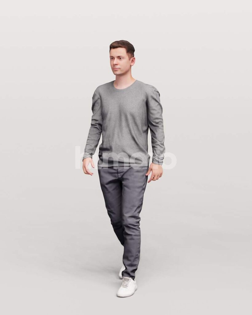 Animated 053-2187 W4 Man Walking – Humano 3D – 3d People Collections