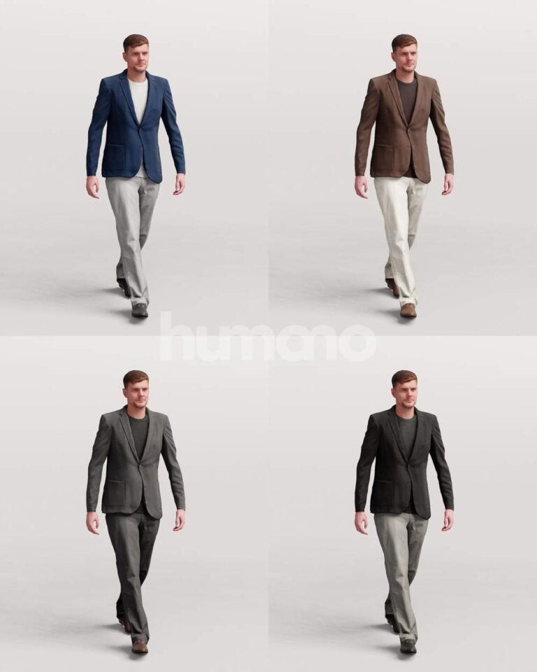 Animated 056-2572 W2 Man Walking – Humano 3D – 3d People Collections