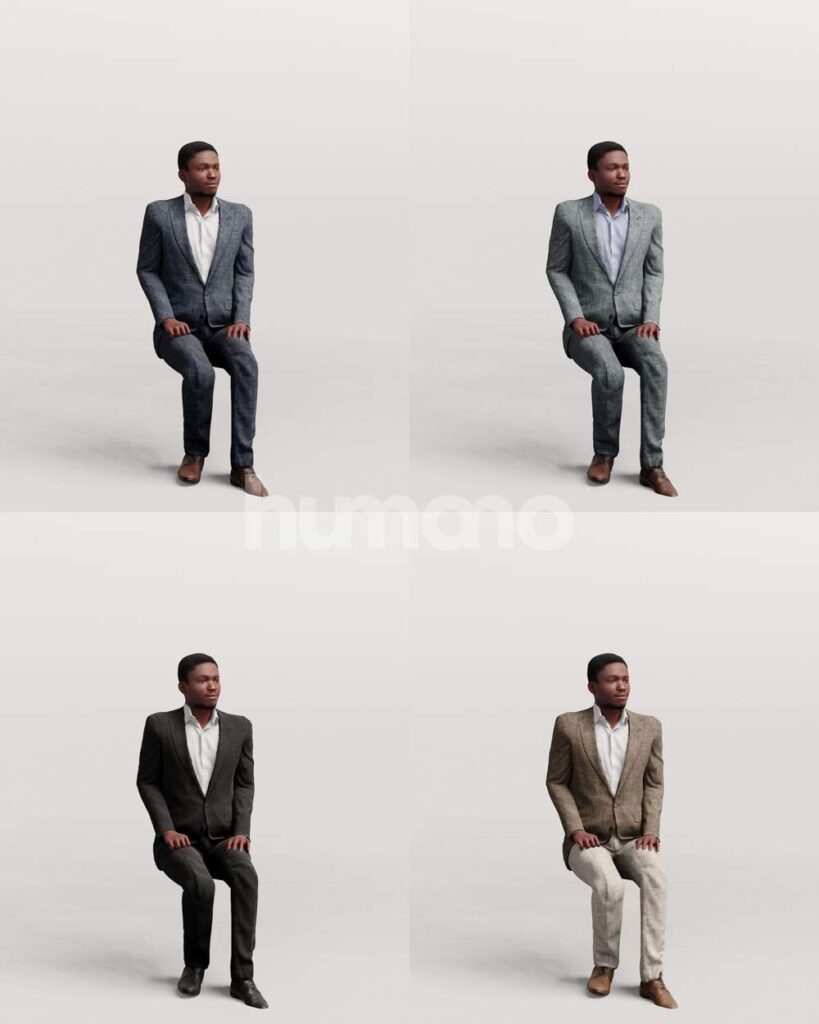 Animated 064-4957 S2 Man Sitting – Humano 3D – 3d People Collections