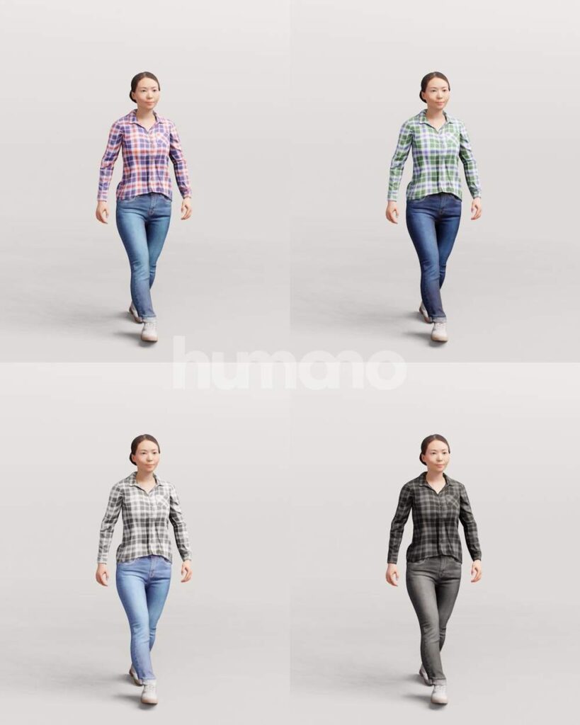 Animated 083-5324 W2 Woman Walking – Humano 3D – 3d People Collections