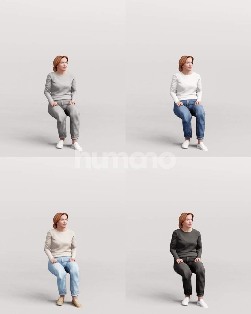 Animated 094-5613 S2 Woman Sitting – Humano 3D – 3d People Collections