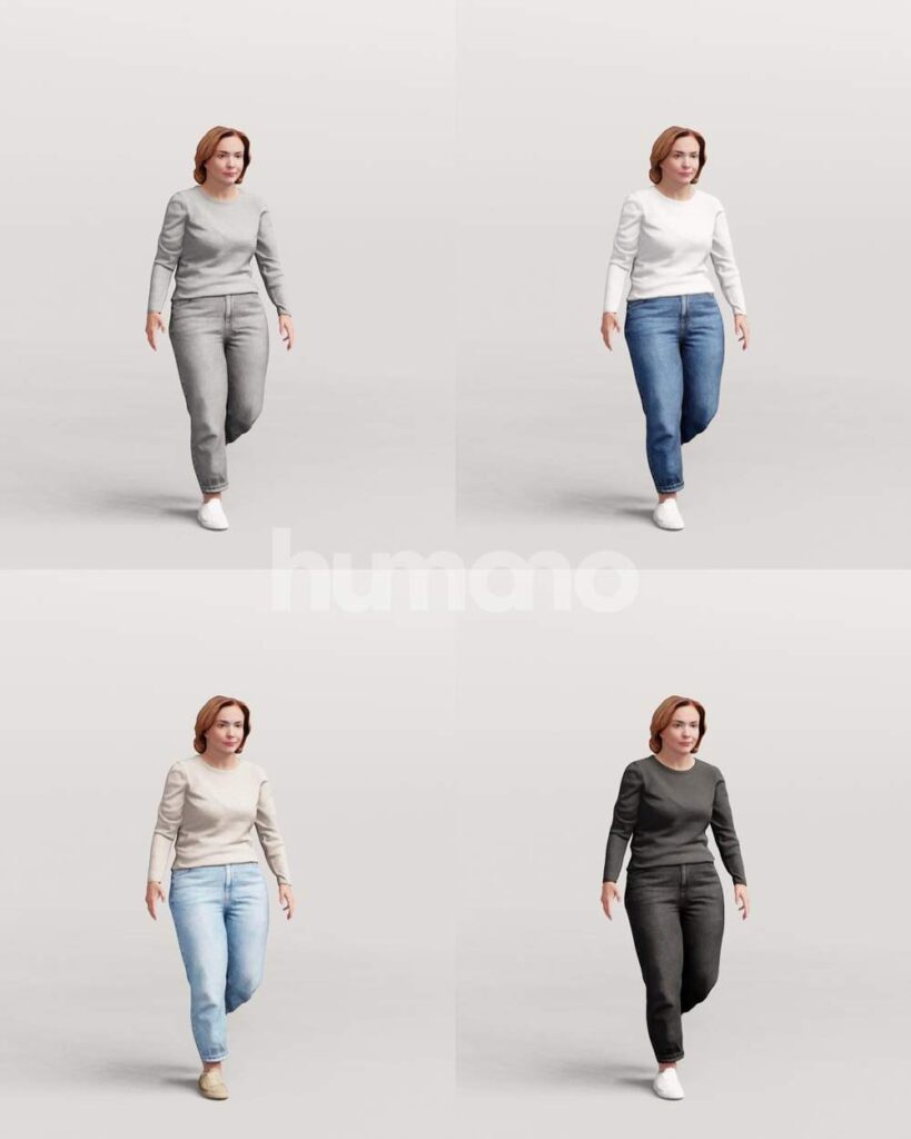 Animated 094-5613 W3 Woman Walking – Humano 3D – 3d People Collections