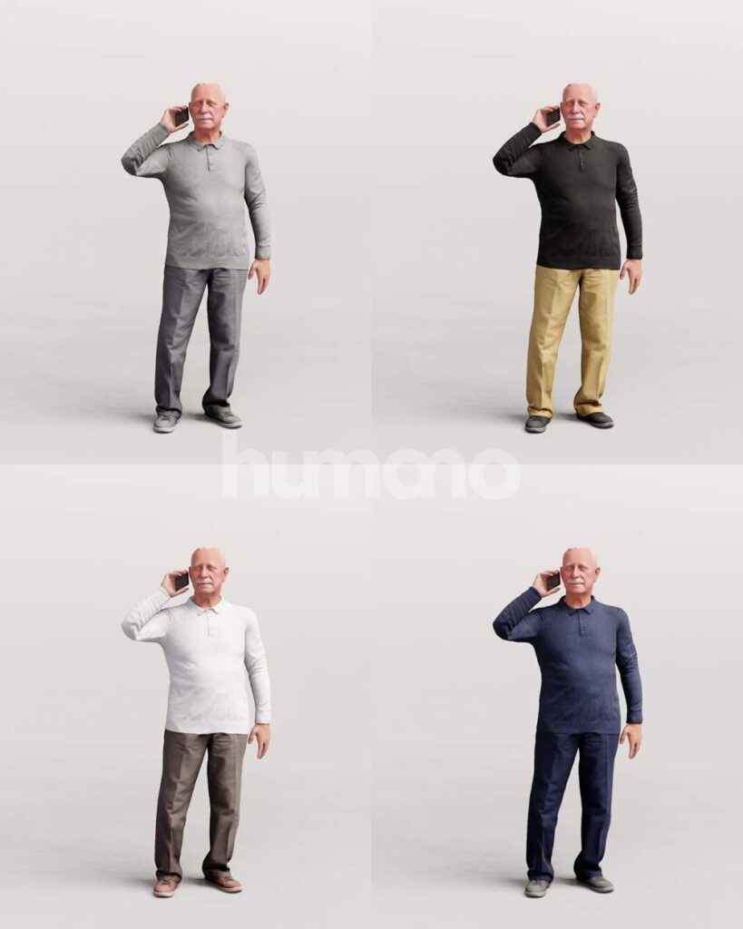 Animated 101-1499 OS1 Man Talking Phone – Humano 3D – 3d People Collections